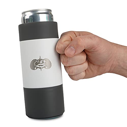 Toadfish Slim Non-Tipping Can Cooler for 12oz Cans - Suction Cup Cooler For Beer & Soda - Stainless Steel Double-Wall Vacuum Insulated Cooler - Sturdy Beverage Holder - (White)