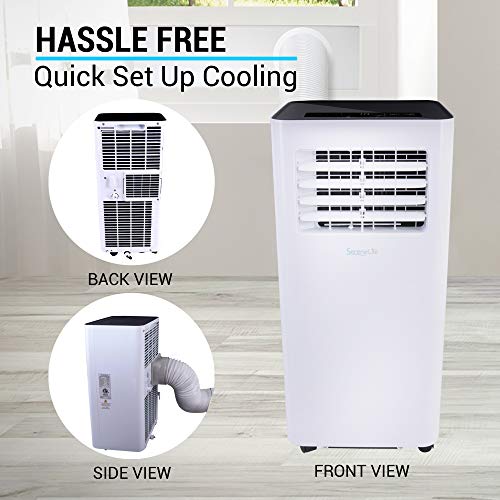 SereneLife Compact Freestanding Portable Air Conditioner - 10,000 BTU Indoor Free Standing AC Unit w/ Dehumidifier & Fan Modes For Home, Office, School & Business Rooms Up To 300 Sq. -SLPAC105W