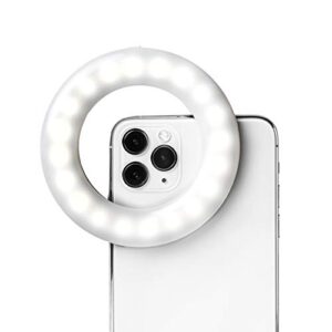 littil selfie one - selfie ring light for phone rechargeable cell phone ring light clip on for iphone, android, and laptop camera | 3 adjustable light modes | beauty and influencer