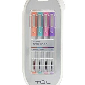 TUL Fine Liner Felt-Tip Pens, Fine Point, 1.0 mm, Silver Barrels, Assorted Inks, Pack Of 4 Pens