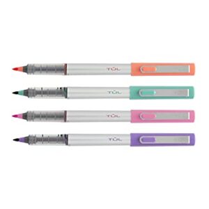 TUL Fine Liner Felt-Tip Pens, Fine Point, 1.0 mm, Silver Barrels, Assorted Inks, Pack Of 4 Pens