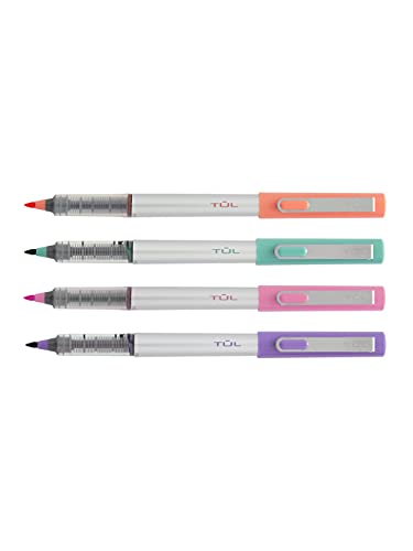 TUL Fine Liner Felt-Tip Pens, Fine Point, 1.0 mm, Silver Barrels, Assorted Inks, Pack Of 4 Pens