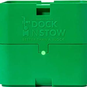 Dock N Stow Trailer Jack Block, RV Tongue Stand Stores on Frame, Fits Most Jack, Post, Foot, or Wheel, for Camper, Pop Up, Boat, or Travel Trailer, Green GEN1