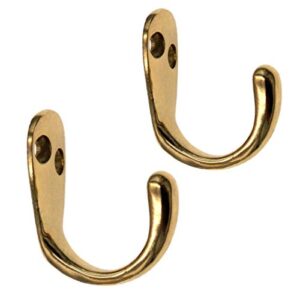 warwick single prong coat, robe, towel hook, polished brass 2 pack, bh2001pb