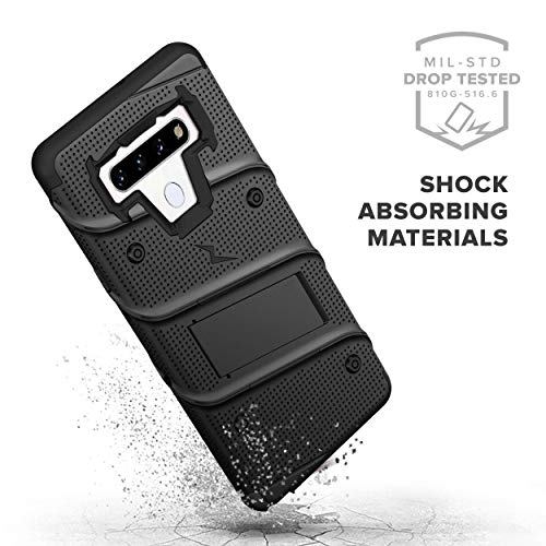 ZIZO Bolt Series for LG Stylo 6 Case with Screen Protector Kickstand Holster Lanyard - Black & Black