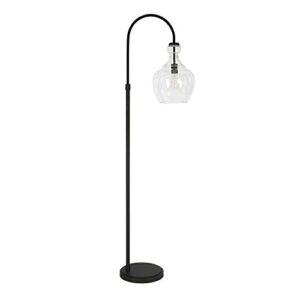 henn&hart arc floor lamp with glass shade in blackened bronze/seeded, floor lamp for home office, bedroom, living room