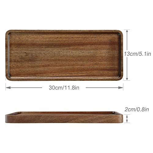 Miusco Wooden Platters Set of 3, 11.8 Inch Natural Acacia Wood Tray, Wooden Cheese Plate, For Serving, Handcrafted Wooden Dish Set, Rectangle