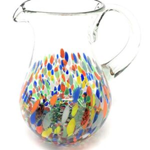 Mexican Hand Blown Glass Pitcher – Confetti Carmen Design (84 oz)