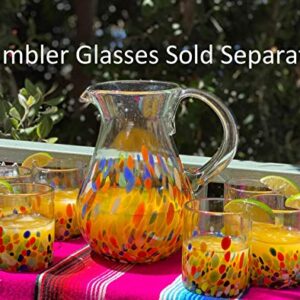 Mexican Hand Blown Glass Pitcher – Confetti Carmen Design (84 oz)