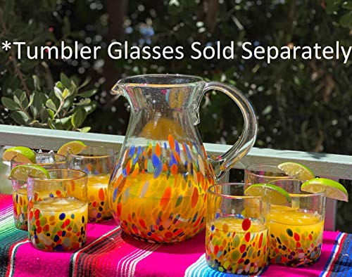 Mexican Hand Blown Glass Pitcher – Confetti Carmen Design (84 oz)