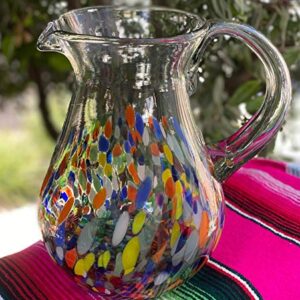 Mexican Hand Blown Glass Pitcher – Confetti Carmen Design (84 oz)