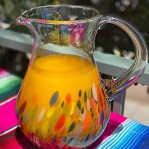 Mexican Hand Blown Glass Pitcher – Confetti Carmen Design (84 oz)