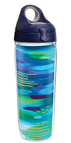 Tervis Etta Vee Made in USA Double Walled Insulated Tumbler Travel Cup Keeps Drinks Cold & Hot, 24oz Water Bottle, Sea of Blue