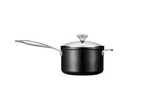 le creuset toughened nonstick pro saucepan with glass lid, 3 qt.