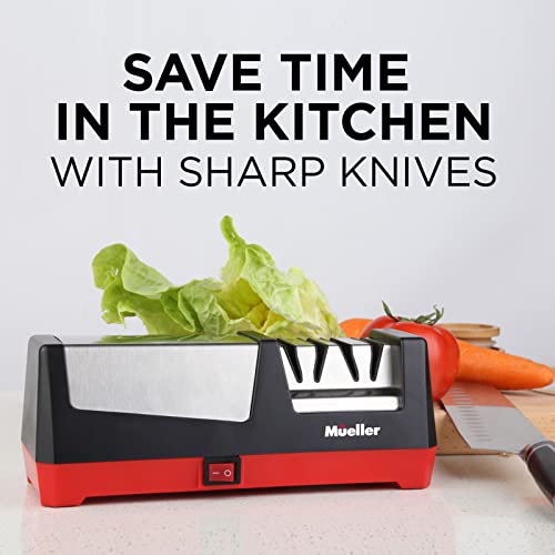 Mueller Professional Electric Knife Sharpener for Straight Knives Diamond Abrasives, Quickly Sharpening, Repair/Restore/Polish Blades