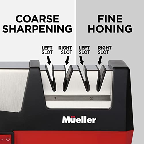 Mueller Professional Electric Knife Sharpener for Straight Knives Diamond Abrasives, Quickly Sharpening, Repair/Restore/Polish Blades