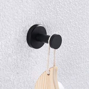 VOCOMO Robe Towel Hook, 2 inch Classic Black Stainless Steel Single Super Heavy Duty Wall Mount Hook, Bath Towel Hooks, Coat Hanger - 4 Pack