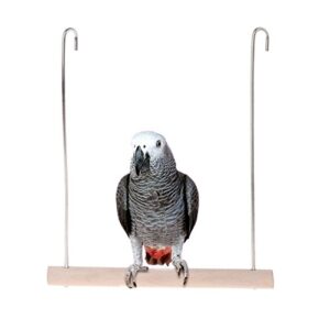 Youngy Natural Wooden Birds Perch Parrots Hanging Swing Cage Pendant Toys Stand Holder - L