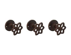 parisloft retro cast iron single hook - rustic wall mounted metal hook for coat, key, hat, towel- antique brown - set of 3