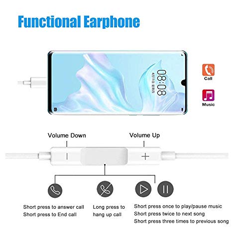 USB C Digital Earbuds Type C Earphones with Microphone Noise Cancelling USB C Headphones with Mic Wired in-Ear Headsets Compatible with Google Pixel 3/3XL/2/2XL,Samsung Galaxy Note 20 Plus S22 Ultra