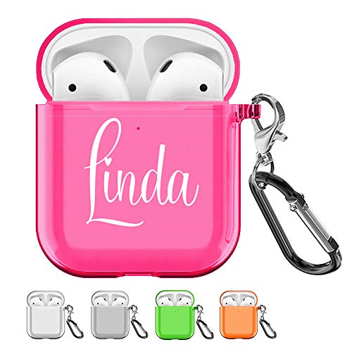 AIPNIS Custom Name Airpods Case for Apple AirPod 2 and 1 Cover Personalized Gift Shock Absorption Soft Clear TPU Cover DIY Relief