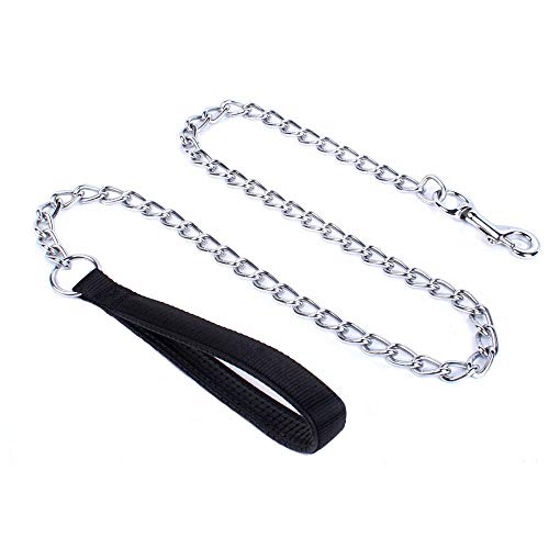 Petiry Chain Leash Metal Dog Leash Chrome Plated with Soft Padded Handle for Small Dogs/Black