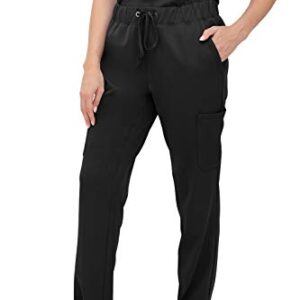 SOULFUL SCRUBS for Women 6 Pocket, Cargo Pant - Stylish Medical Scrub Pant with Midrise Fit for Woman 3500 Caroline- Medium Black - Medium,Black