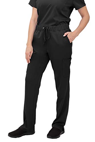 SOULFUL SCRUBS for Women 6 Pocket, Cargo Pant - Stylish Medical Scrub Pant with Midrise Fit for Woman 3500 Caroline- Medium Black - Medium,Black