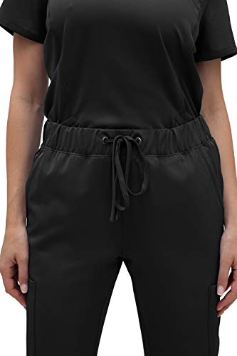 SOULFUL SCRUBS for Women 6 Pocket, Cargo Pant - Stylish Medical Scrub Pant with Midrise Fit for Woman 3500 Caroline- Medium Black - Medium,Black