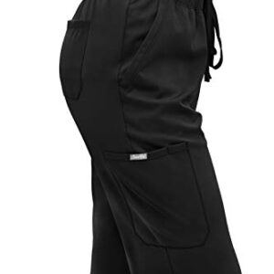 SOULFUL SCRUBS for Women 6 Pocket, Cargo Pant - Stylish Medical Scrub Pant with Midrise Fit for Woman 3500 Caroline- Medium Black - Medium,Black