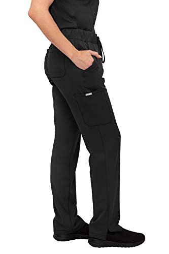 SOULFUL SCRUBS for Women 6 Pocket, Cargo Pant - Stylish Medical Scrub Pant with Midrise Fit for Woman 3500 Caroline- Medium Black - Medium,Black