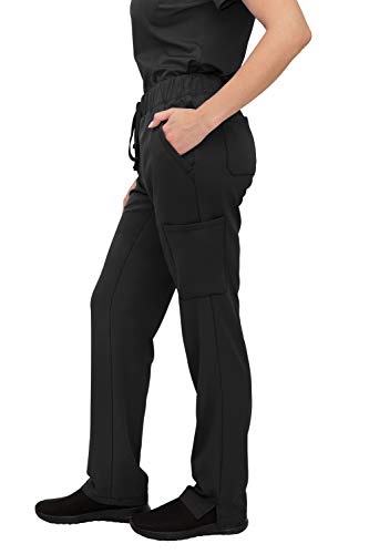 SOULFUL SCRUBS for Women 6 Pocket, Cargo Pant - Stylish Medical Scrub Pant with Midrise Fit for Woman 3500 Caroline- Medium Black - Medium,Black