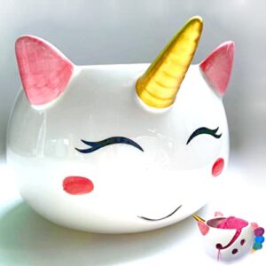 Unicorn Yarn Bowl for Knitting - Ceramic Knitting Bowl Extra Large 8.5”- Ceramic Yarn Bowl Crochet Accessories Yarn Holder Storage Gift for Knitters