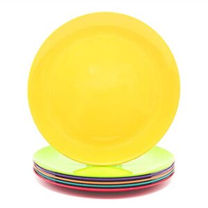 KOXIN-KARLU Melamine Plates, 10.5-inch Dinner Plates Dinnerware Dish, set of 6 in 6 Assorted Colors | 100% Melamine, Dishwasher Safe, BPA Free