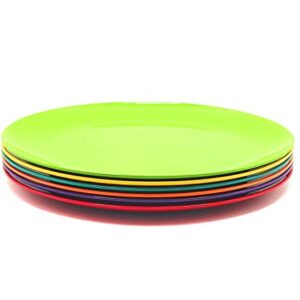 KOXIN-KARLU Melamine Plates, 10.5-inch Dinner Plates Dinnerware Dish, set of 6 in 6 Assorted Colors | 100% Melamine, Dishwasher Safe, BPA Free