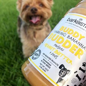 BUDDY BUDDER Bark Bistro Company, Superberry Snoot + Barkin Banana + Pumpkin Pup, 100% Natural Dog Peanut Butter, Healthy Dog Treats - Made in USA (Set of 3 / 17oz)