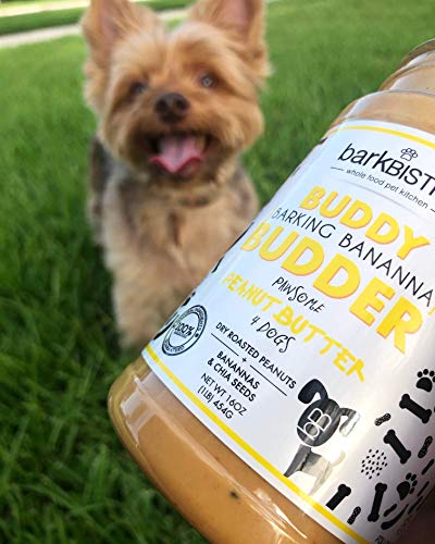 BUDDY BUDDER Bark Bistro Company, Superberry Snoot + Barkin Banana + Pumpkin Pup, 100% Natural Dog Peanut Butter, Healthy Dog Treats - Made in USA (Set of 3 / 17oz)