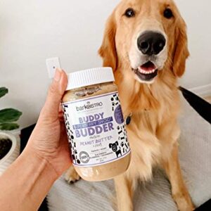 BUDDY BUDDER Bark Bistro Company, Superberry Snoot + Barkin Banana + Pumpkin Pup, 100% Natural Dog Peanut Butter, Healthy Dog Treats - Made in USA (Set of 3 / 17oz)