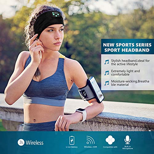 Fulext Sleep Headphones Bluetooth Headband,Sleeping Headphones Sports Headband Headphones, Long Time Play Sleeping Headsets with Built in Speakers Perfect for Workout,Running,Yoga