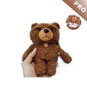 Cute Plush Unique Creative Fur Fluffy Brown Bear Case Animal Doll Compatible with Airpods pro Cartoon Headphones Cover with Keychain Clip Dark Brown for Girls Boys Kids Best Gift