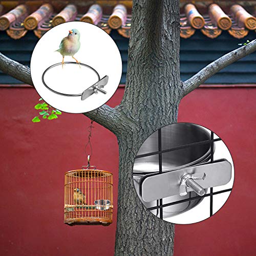 Milkary 3 Pieces Bird Feeding Dish Cups, Pet Food Water Bird Cup, Stainless Steel Parrot Feeding Cups, Animal Cage Bowl Bird Cage Cups Feeder with Clamp Holder