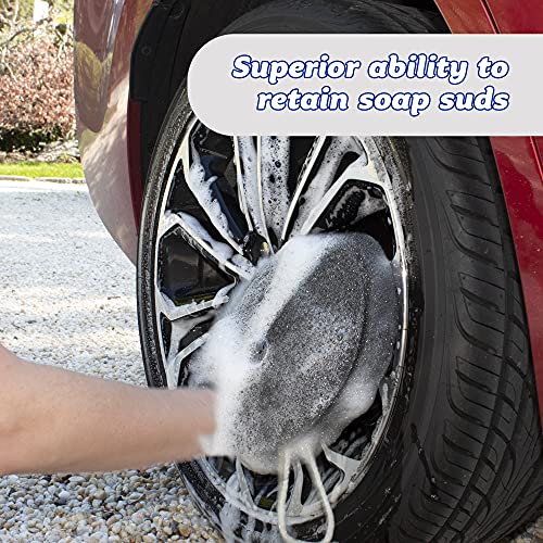 Scrub Daddy Car Wash Mitt - The Shmitt- Dual Textured for Interior and Exterior Cleaning, For Tires Rims Auto Body, 2 Count