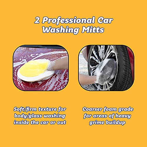 Scrub Daddy Car Wash Mitt - The Shmitt- Dual Textured for Interior and Exterior Cleaning, For Tires Rims Auto Body, 2 Count