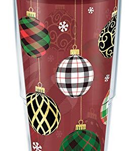 Tervis Plastic Made in USA Double Walled Christmas Holiday Ornaments Insulated Tumbler Cup Keeps Drinks Cold & Hot, 24oz, Clear