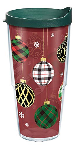 Tervis Plastic Made in USA Double Walled Christmas Holiday Ornaments Insulated Tumbler Cup Keeps Drinks Cold & Hot, 24oz, Clear