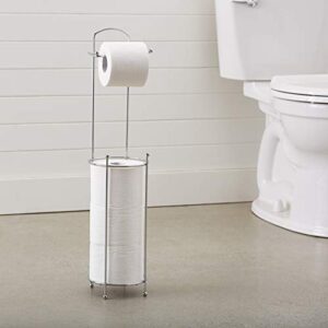 Amazon Basics AB-BR901 Toilet Paper Holder-Free Standing, Multi-Storage, Chrome, one-pack, 5.8 Inch, steel