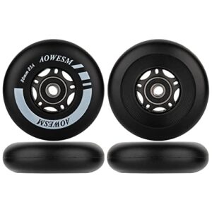 AOWESM Inline Skate Wheels 72mm 76mm 80mm 85a Outdoor Roller Blades Hockey Skates Replacement Wheels w/Bearings ABEC-9 and Floating Spacers (4 Pack) (Black, 72mm)