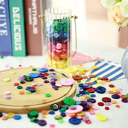 Greentime 1400-1500pcs Resin Buttons Sewing Button Assorted Sizes for Crafts Sewing DIY Manual Button Painting DIY Handmade Ornament Buttons