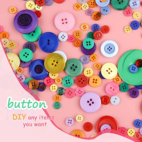 Greentime 1400-1500pcs Resin Buttons Sewing Button Assorted Sizes for Crafts Sewing DIY Manual Button Painting DIY Handmade Ornament Buttons