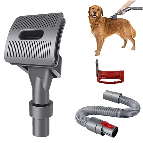 TPDL Groom Tool Dog Pet Attachment Brush Compatible with Dyson V7 V8 V10 V11 V12 V15 Vacuum Cleaner with Trigger Lock (Brush+Extention Hose+Trigger Lock)